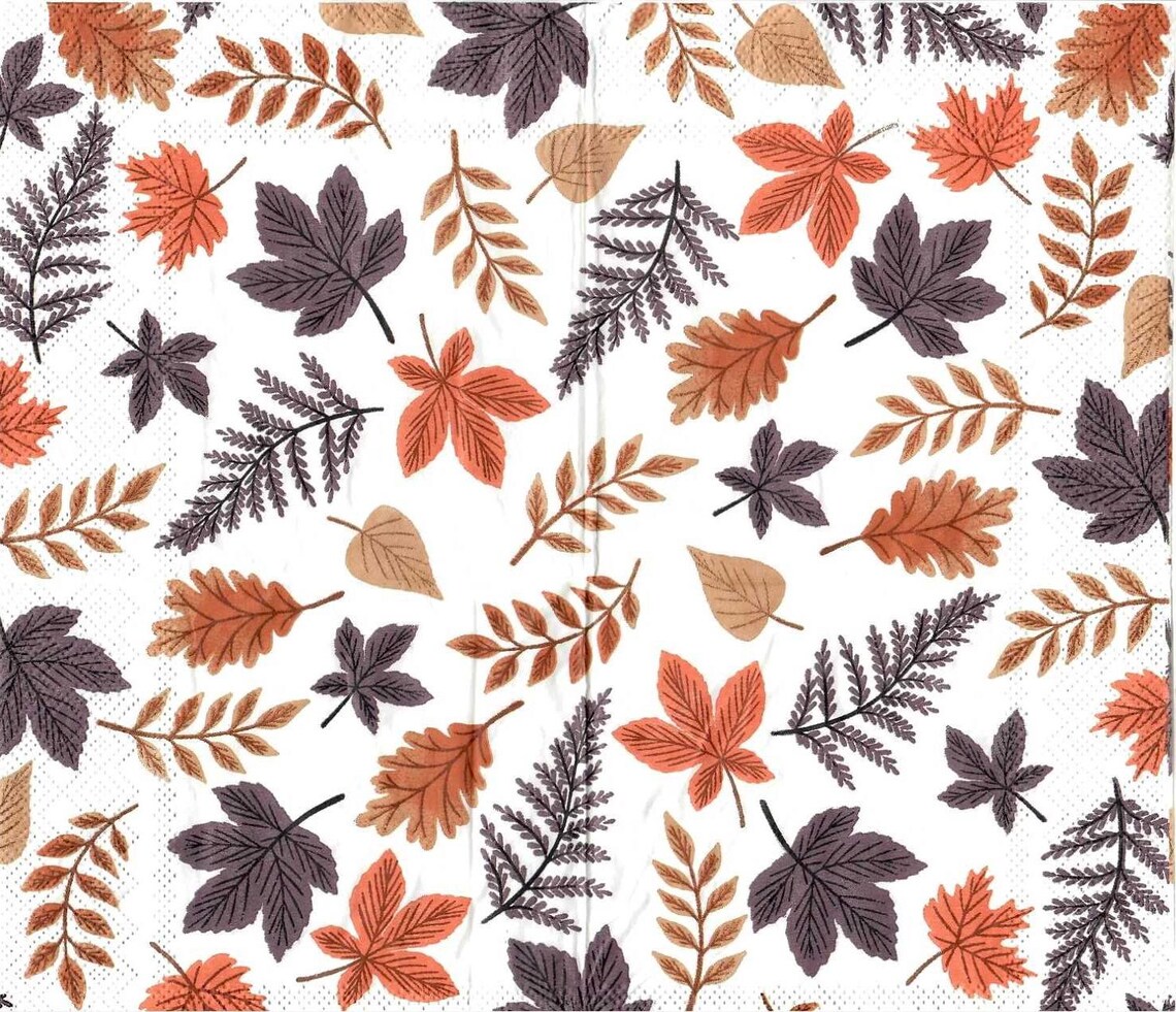 2 - 5"x 5", Fall Leaves, Decoupage Napkins, Paper Napkins for Decoupage ...