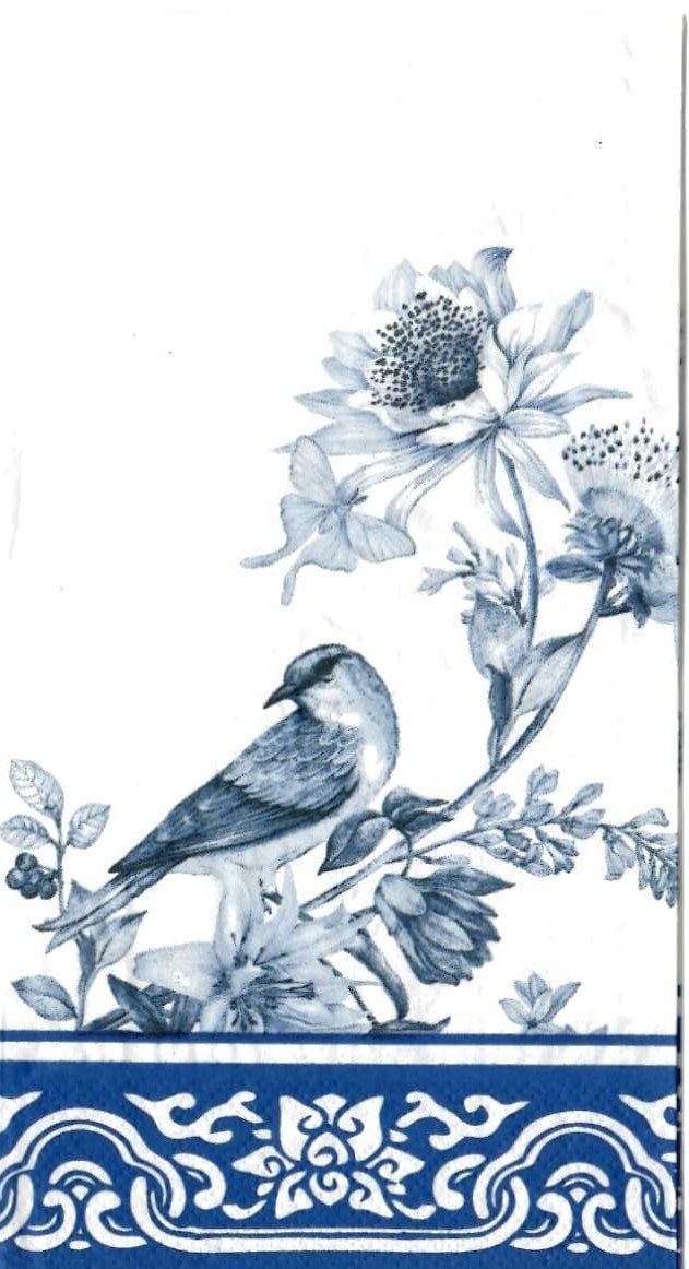 2 - 7 3/4" X 4 3/8", A Bird in Blue, Decoupage Napkins, Decoupage for ...