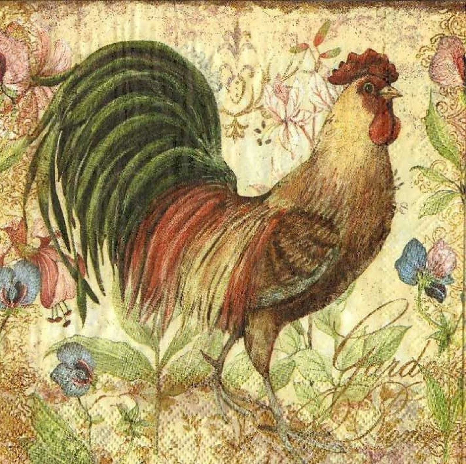 2 - 5"x 5", Rooster, Decoupage Napkins, Paper Napkins for Decoupage ...