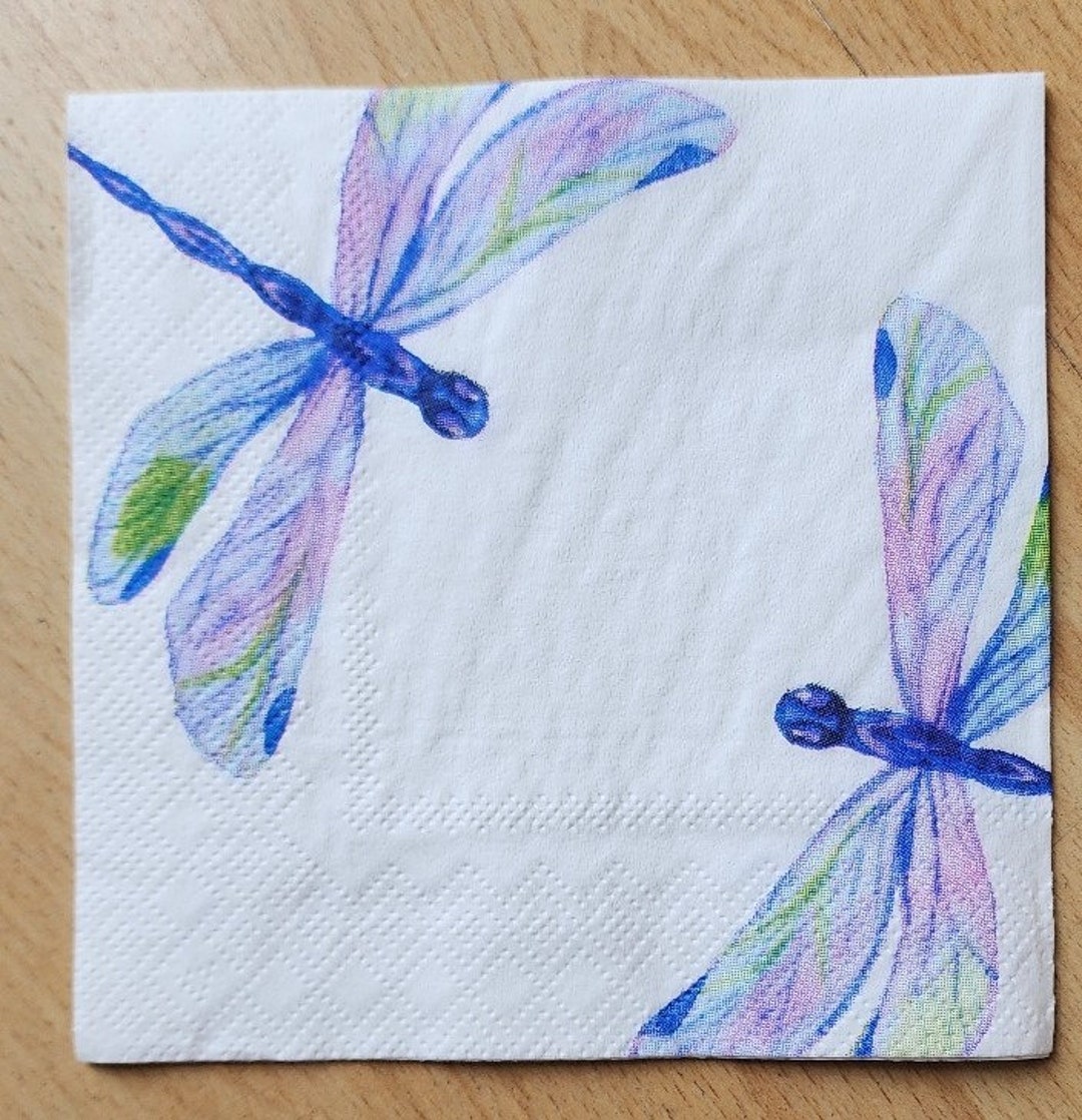 2 - 5"x 5", Dragonfly, Decoupage Napkins, Paper Napkins for Decoupage ...