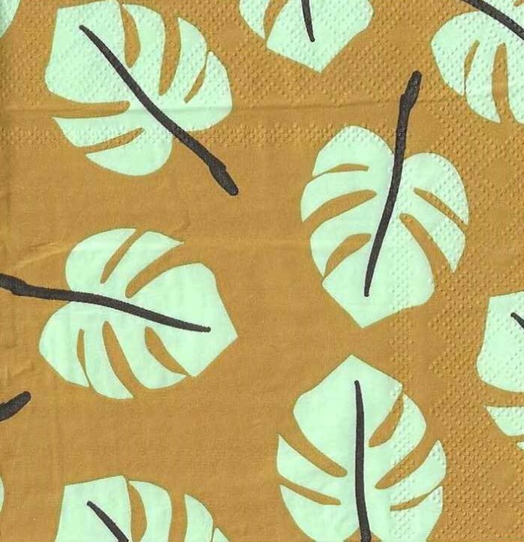 2 - 5"x 5", Monstera in Brown, Decoupage Napkins, Paper Napkins for ...