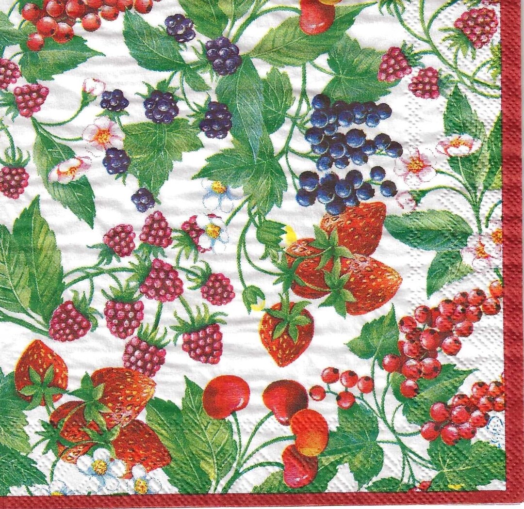 2 -5"x 5", Berries, Decoupage Napkins, Paper Napkins for Decoupage ...