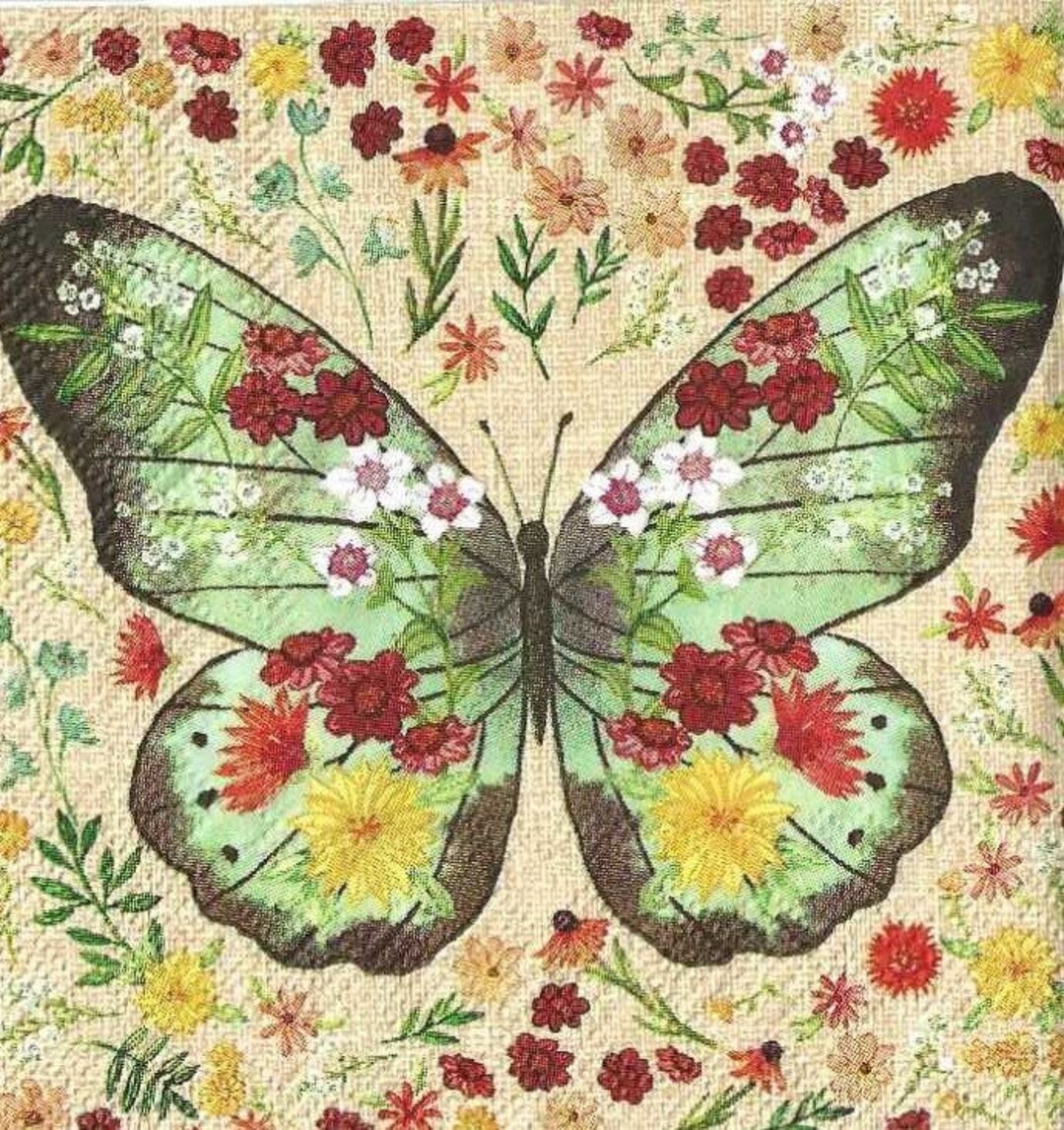 2 - 5"x 5", Butterfly , Decoupage Napkins, Paper Napkins for Decoupage ...