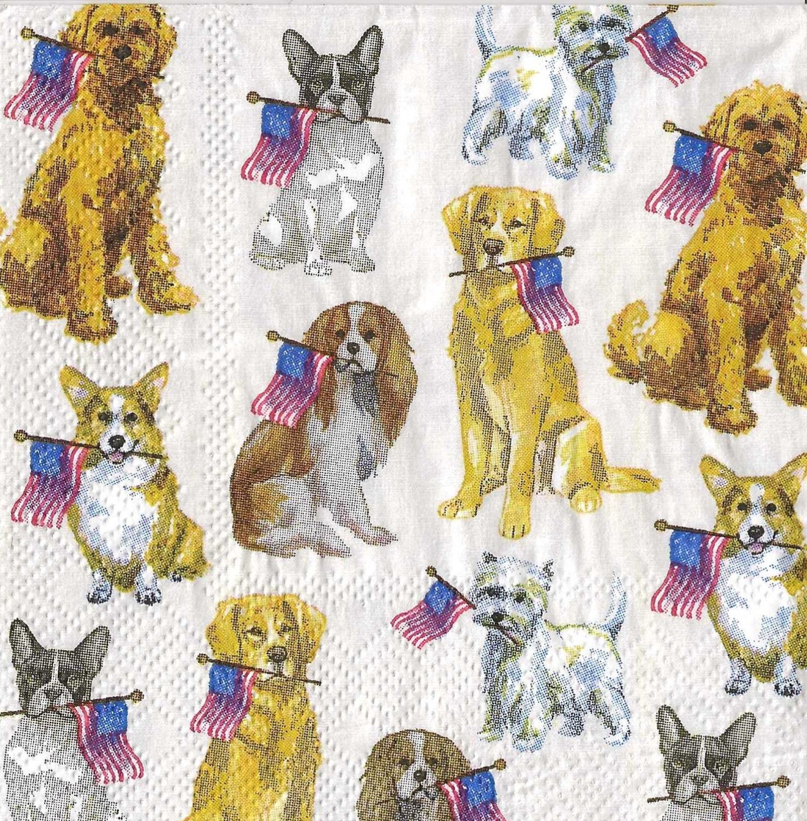 2 - 5"x5", Dogs With Flag , Decoupage Napkins, Paper Napkins for ...