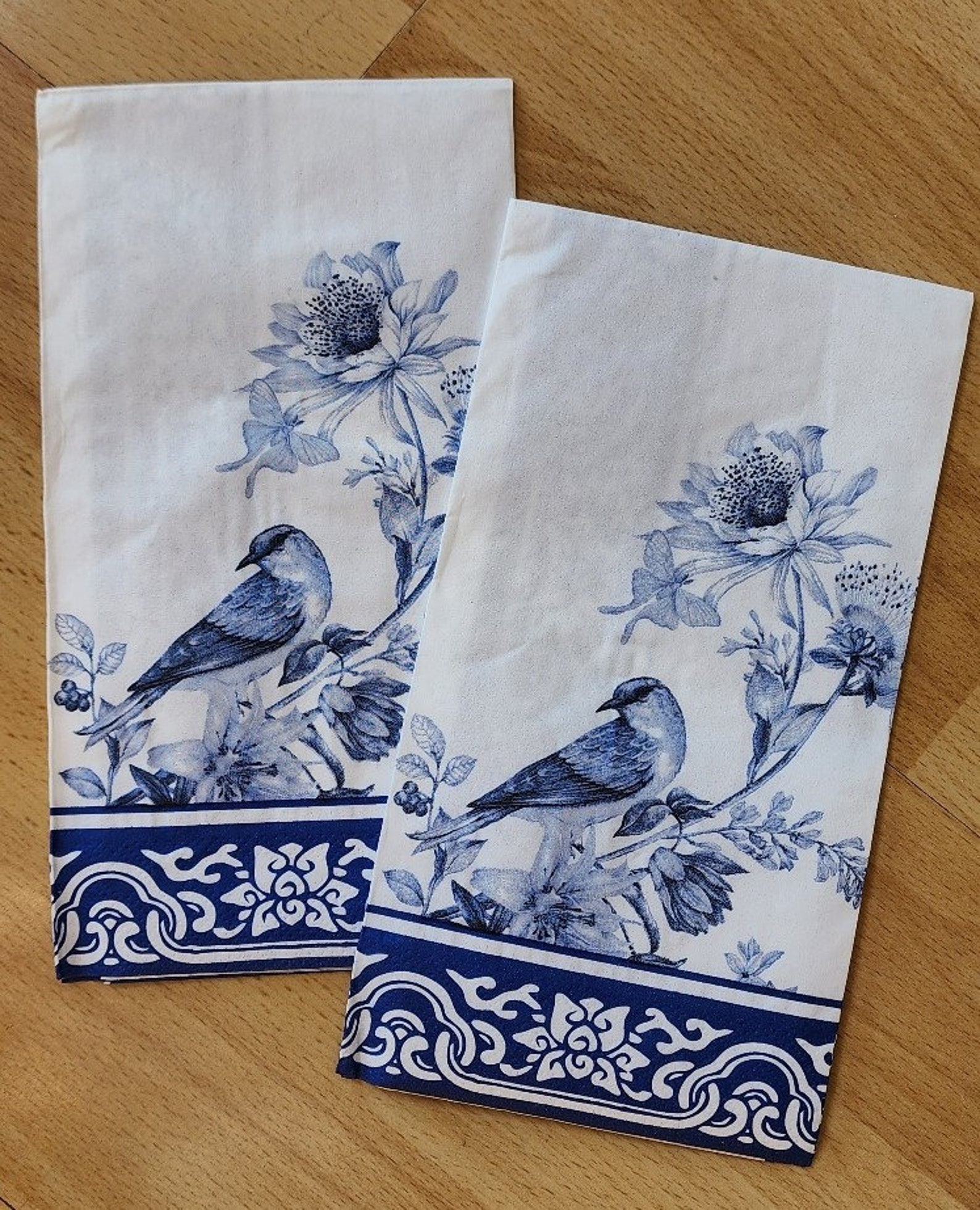 2 - 7 3/4" X 4 3/8", A Bird in Blue, Decoupage Napkins, Decoupage for ...