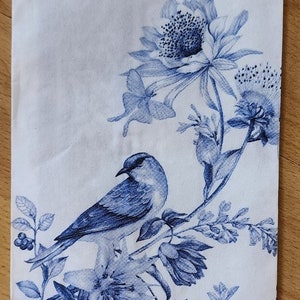 2 - 7 3/4" X 4 3/8", A Bird in Blue, Decoupage Napkins, Decoupage for ...