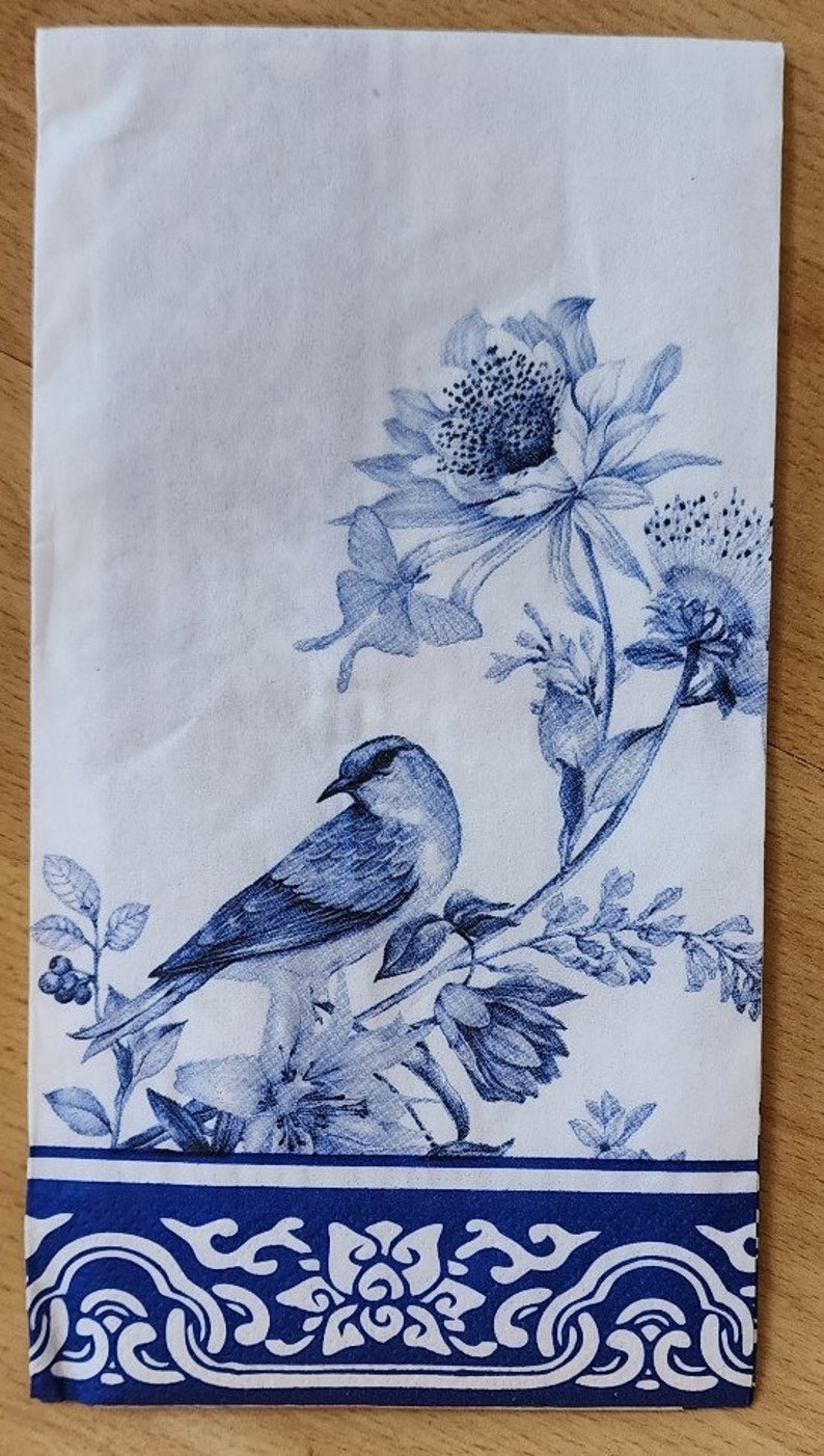 2 - 7 3/4" X 4 3/8", A Bird in Blue, Decoupage Napkins, Decoupage for ...
