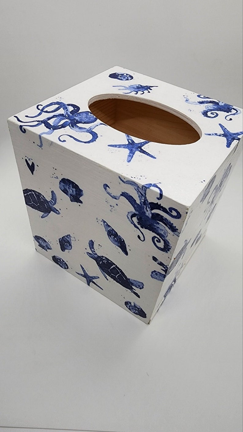 Under the Sea Handmade Wood Tissue Box Cover, Handmade Decoupage Wood ...