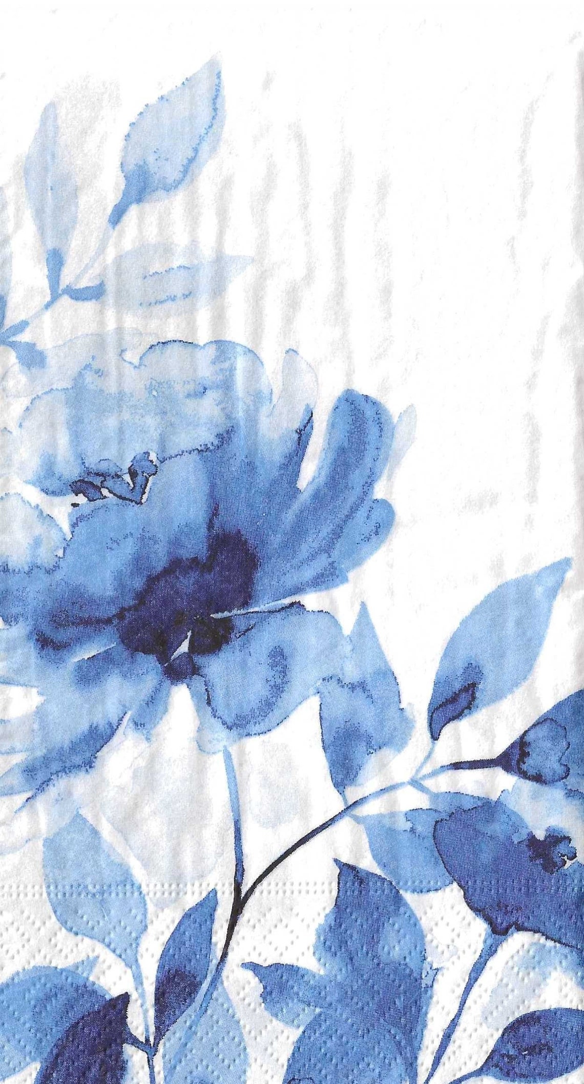 2 - 8" X 4 1/4", Blue Flowers, Decoupage Napkins, Paper Napkins for ...