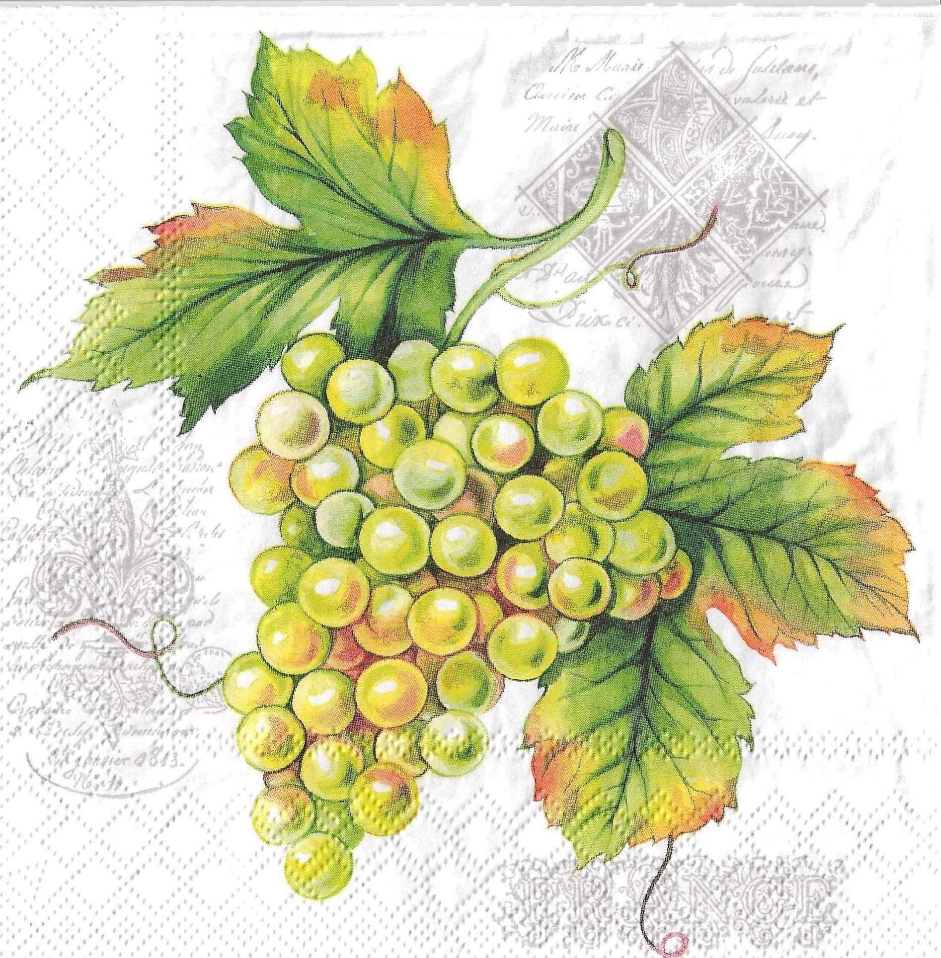 2 - 6 1/2" X 6 1/2", Grapes, Decoupage Napkins, Paper Napkins for ...