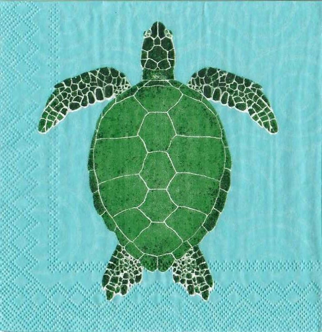 2 - 5"x 5", Sea Turtle , Decoupage Napkins, Paper Napkins for Decoupage ...