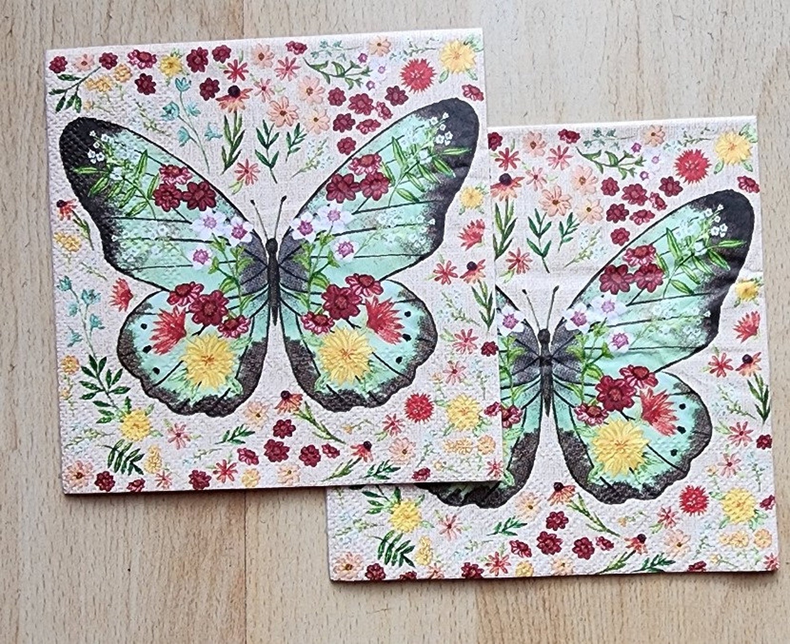 2 - 5"x 5", Butterfly , Decoupage Napkins, Paper Napkins for Decoupage ...