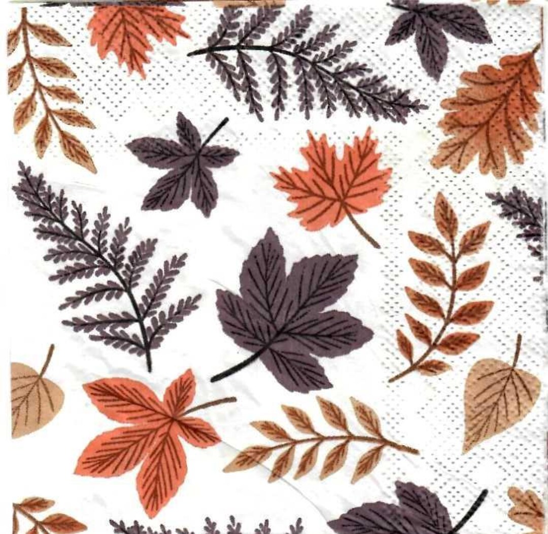 2 - 5"x 5", Fall Leaves, Decoupage Napkins, Paper Napkins for Decoupage ...