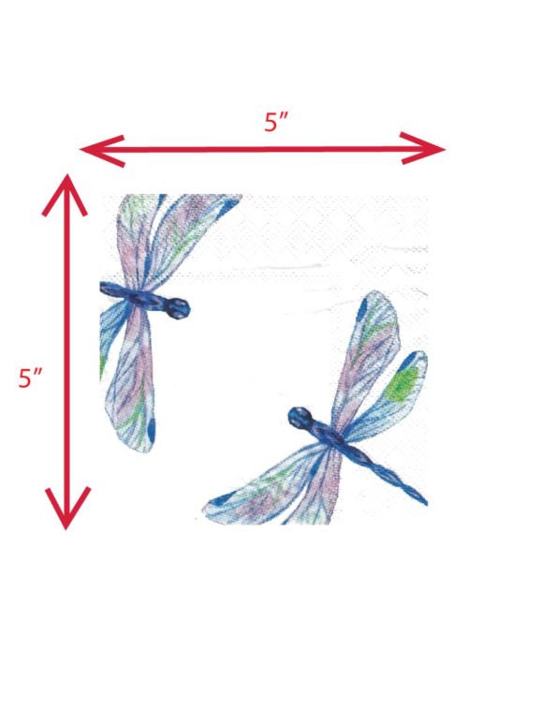 2 - 5"x 5", Dragonfly, Decoupage Napkins, Paper Napkins for Decoupage ...
