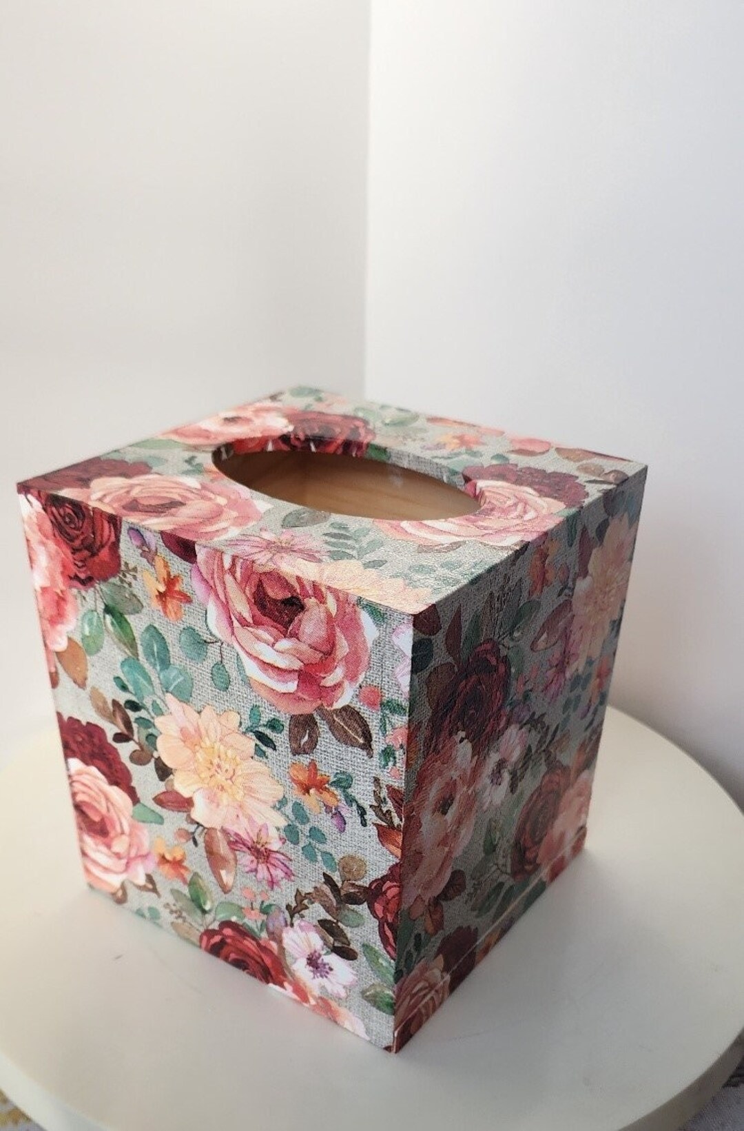 Rose Garden Handmade Wood Tissue Box Cover, Handmade Decoupage Wood ...