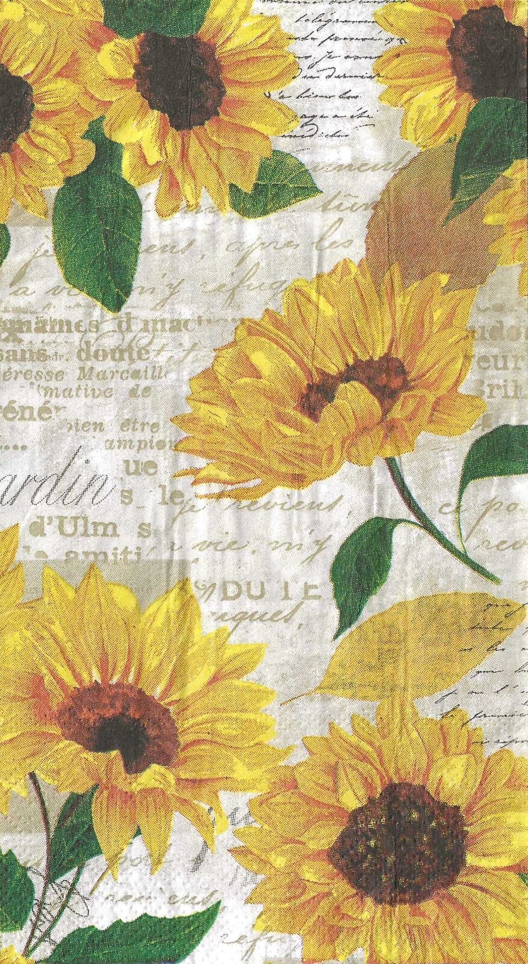 2 - 7 3/4" X 4 3/8", Soft Sunflowers, Decoupage Napkins, Decoupage for ...