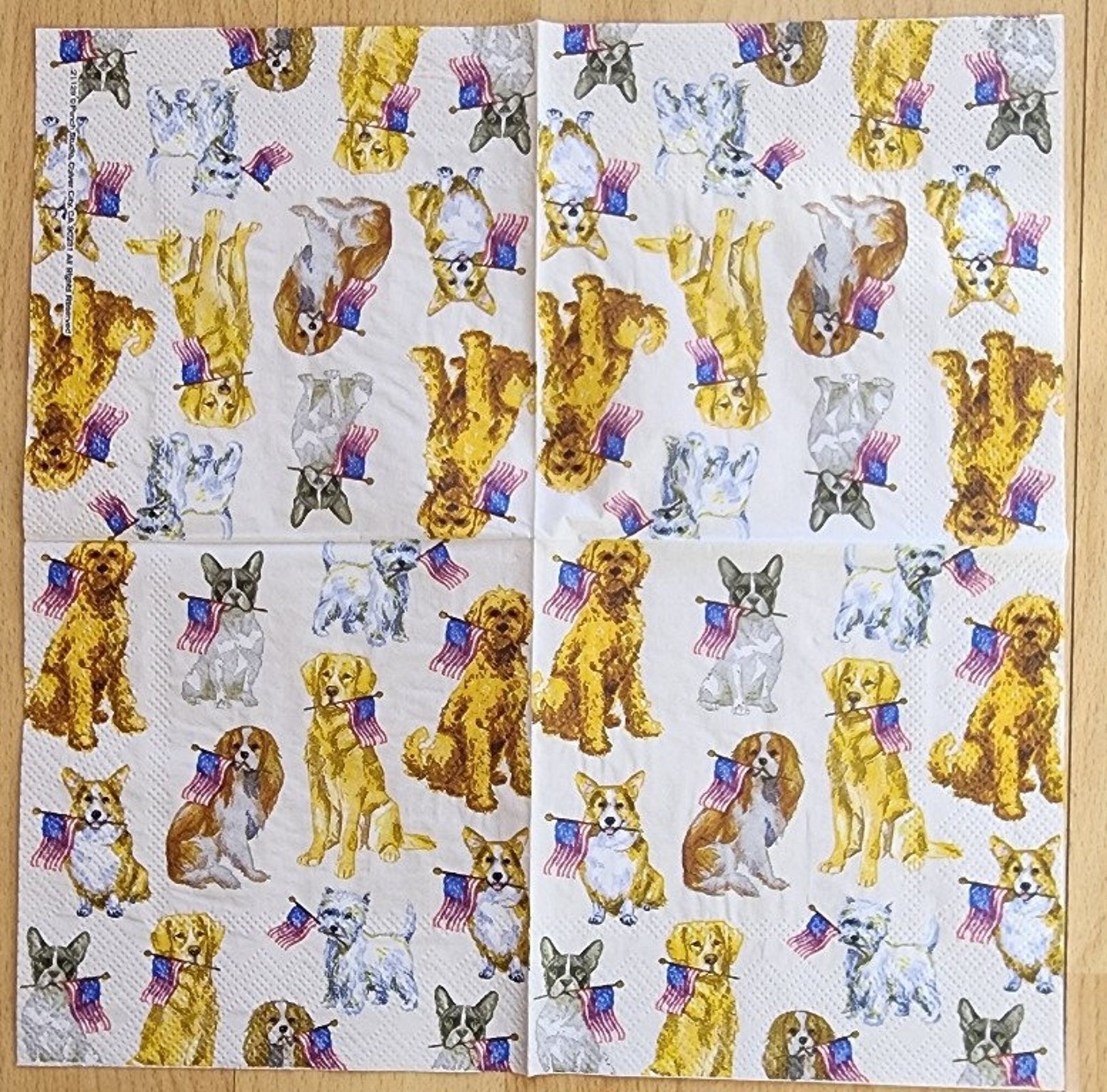 2 - 5"x5", Dogs With Flag , Decoupage Napkins, Paper Napkins for ...