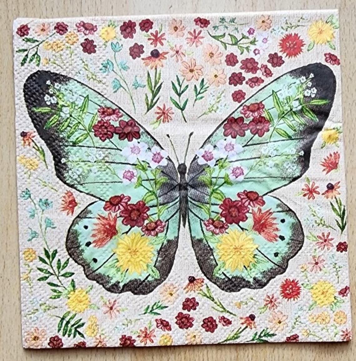 2 - 5"x 5", Butterfly , Decoupage Napkins, Paper Napkins for Decoupage ...