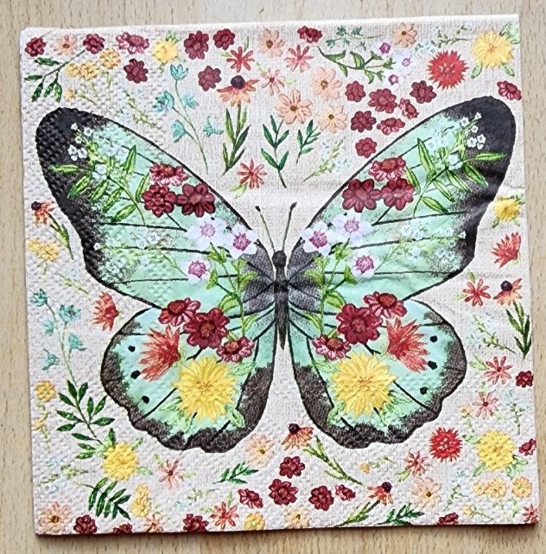 2 - 5"x 5", Butterfly , Decoupage Napkins, Paper Napkins for Decoupage ...