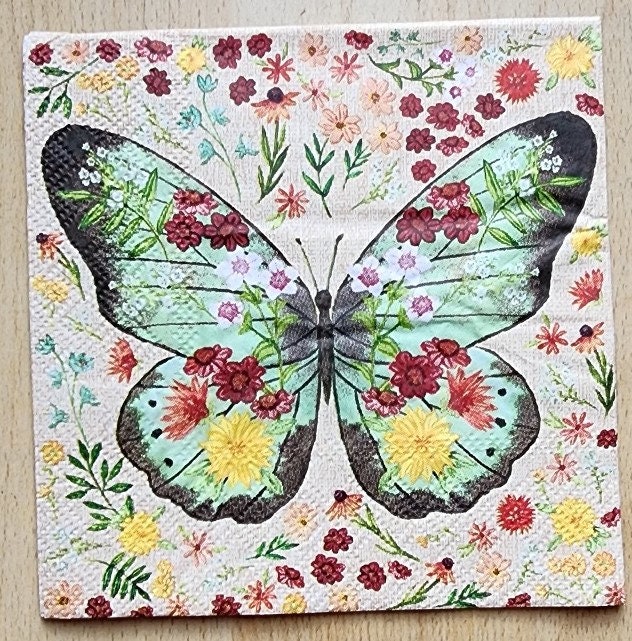 2 - 5"x 5", Butterfly , Decoupage Napkins, Paper Napkins for Decoupage ...