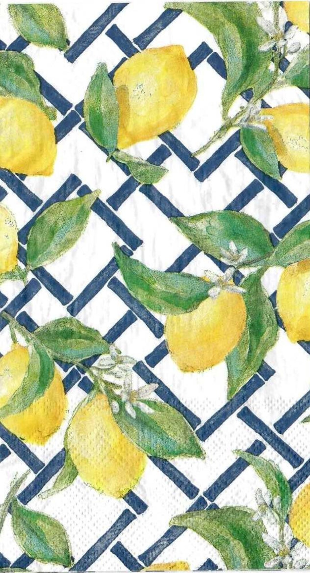 2 - 7 3/4"x4 3/8", Lemons With Stripes , Decoupage Napkins, Paper ...
