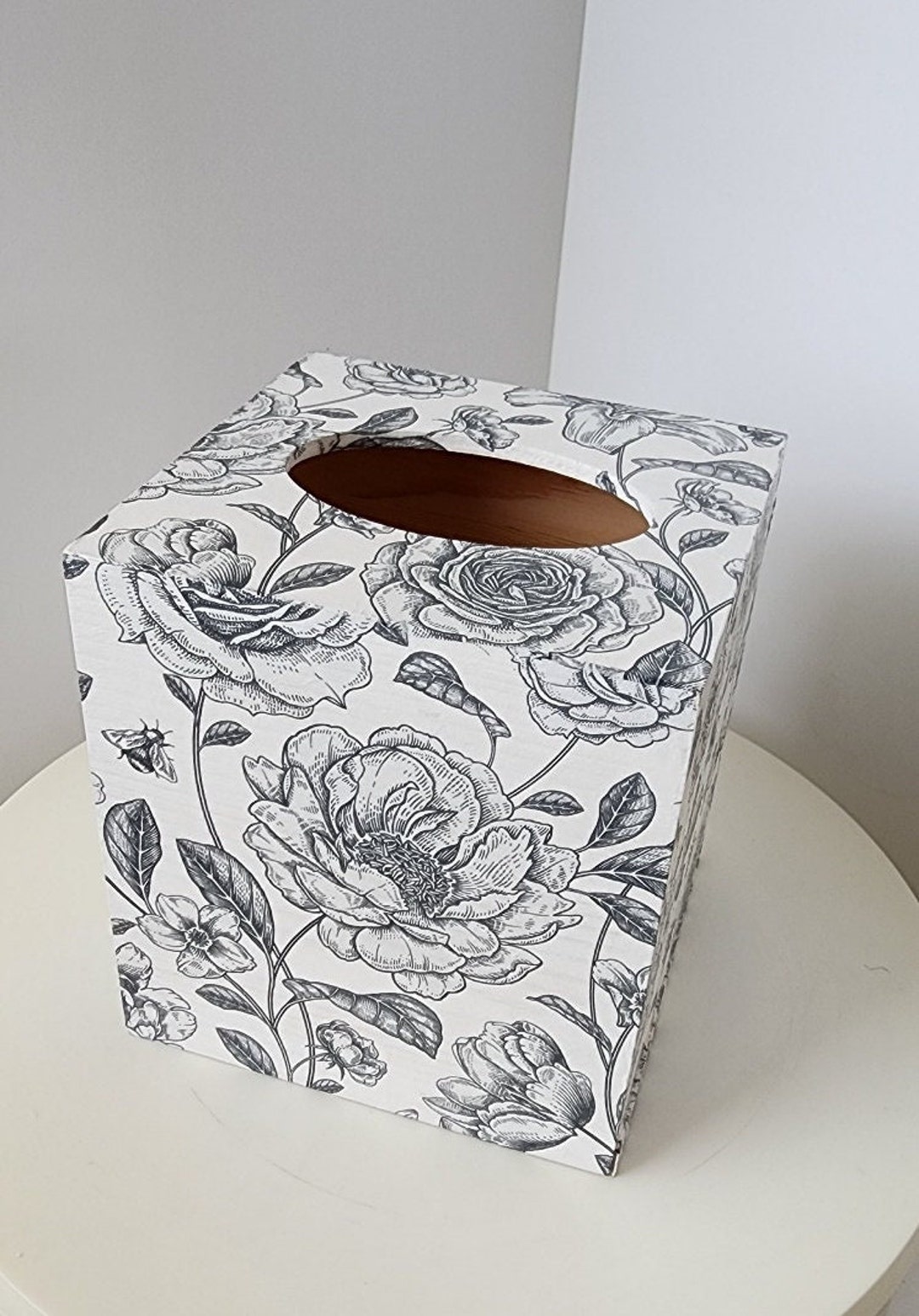 Rosegarden Handmade Wood Tissue Box Cover Handmade Decoupage - Etsy