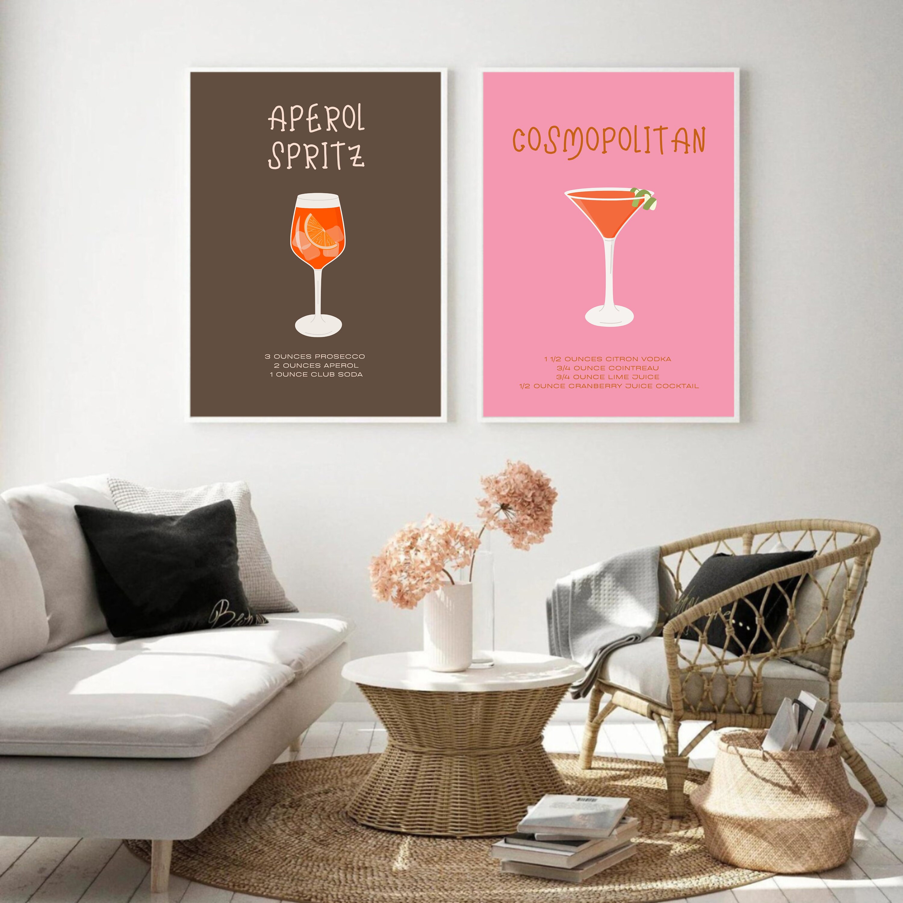 Set of 12 Alcohol Drinks, Cocktail Retro Posters, Bar Cart Prints ...
