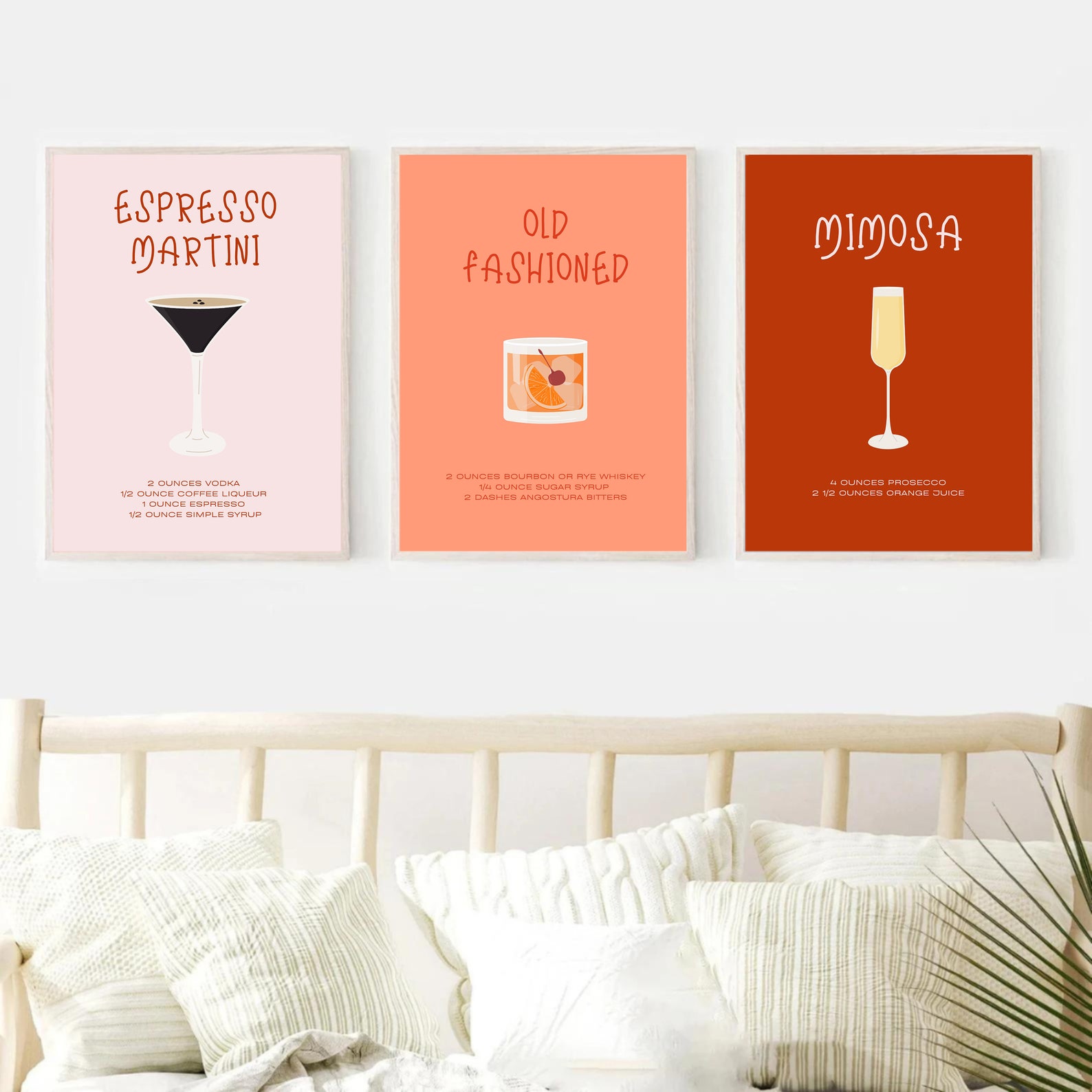 Set of 12 Alcohol Drinks, Cocktail Retro Posters, Bar Cart Prints ...