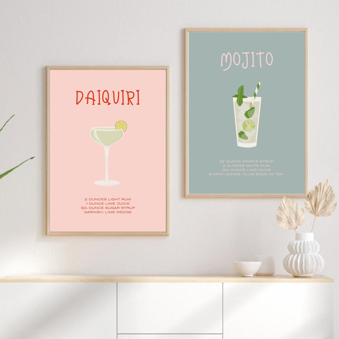 Set of 12 Alcohol Drinks, Cocktail Retro Posters, Bar Cart Prints ...