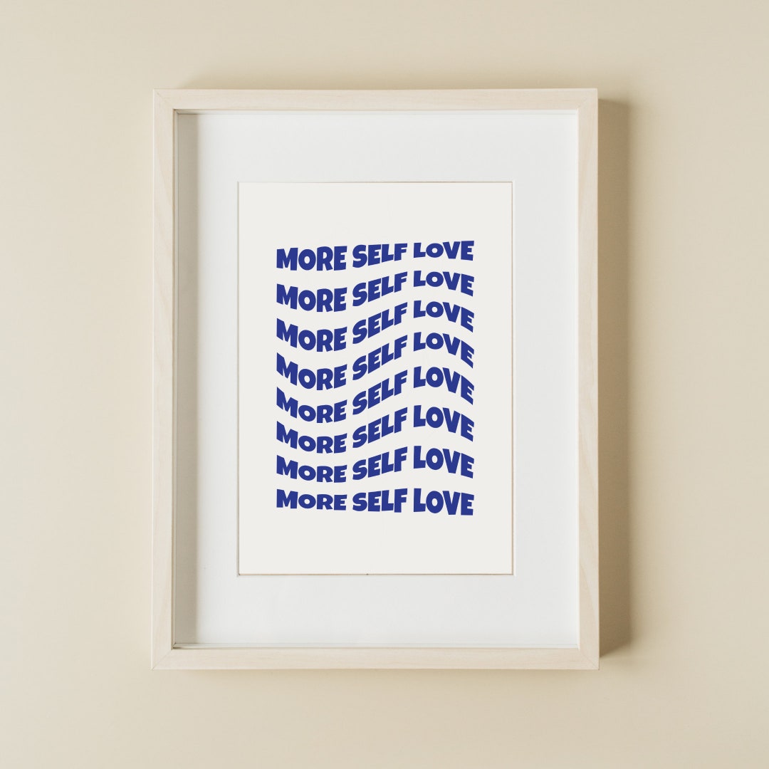 Self Love Affirmation Wall Art, Positive Quote Print, Retro Blue ...