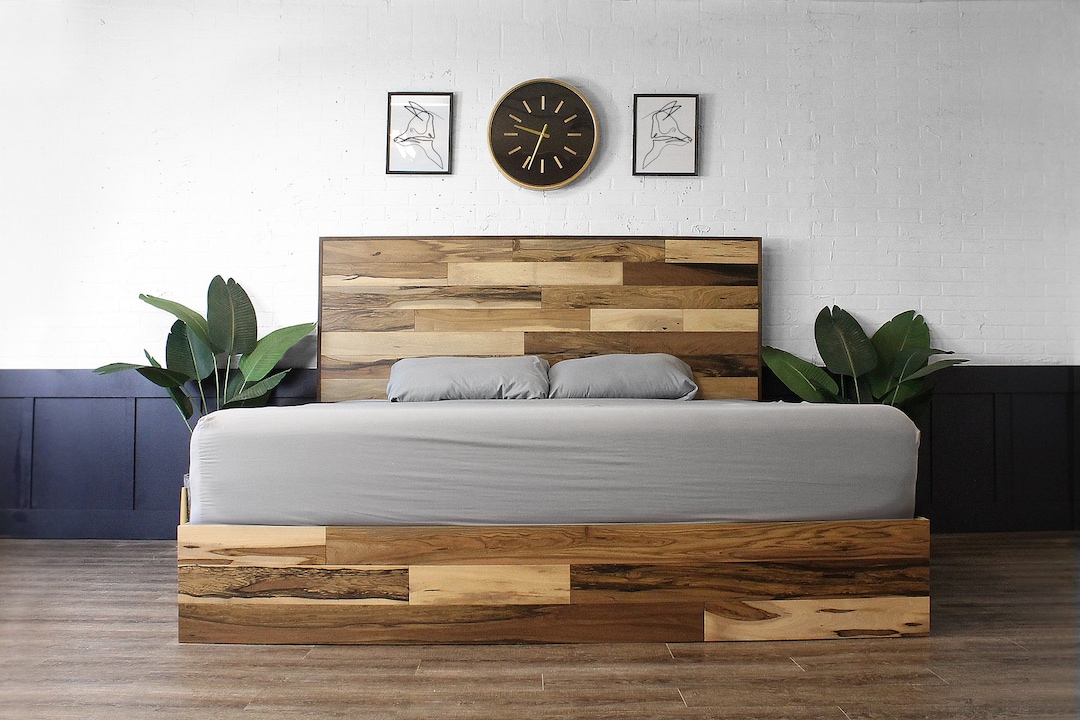 Foothills Bed Frame Desert Pecan Finish Modern Rustic Bed - Etsy