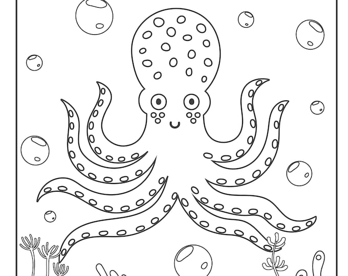 Cute Sea Animals Coloring Worksheet/20 Pages/pdf File/instant Download ...