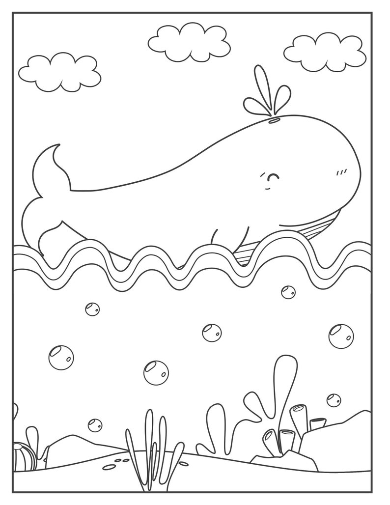 Cute Sea Animals Coloring Worksheet/20 Pages/pdf File/instant - Etsy