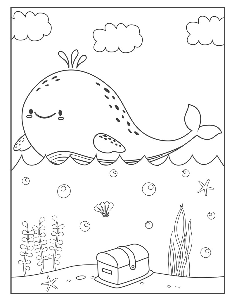 Cute Sea Animals Coloring Worksheet/20 Pages/pdf File/instant - Etsy