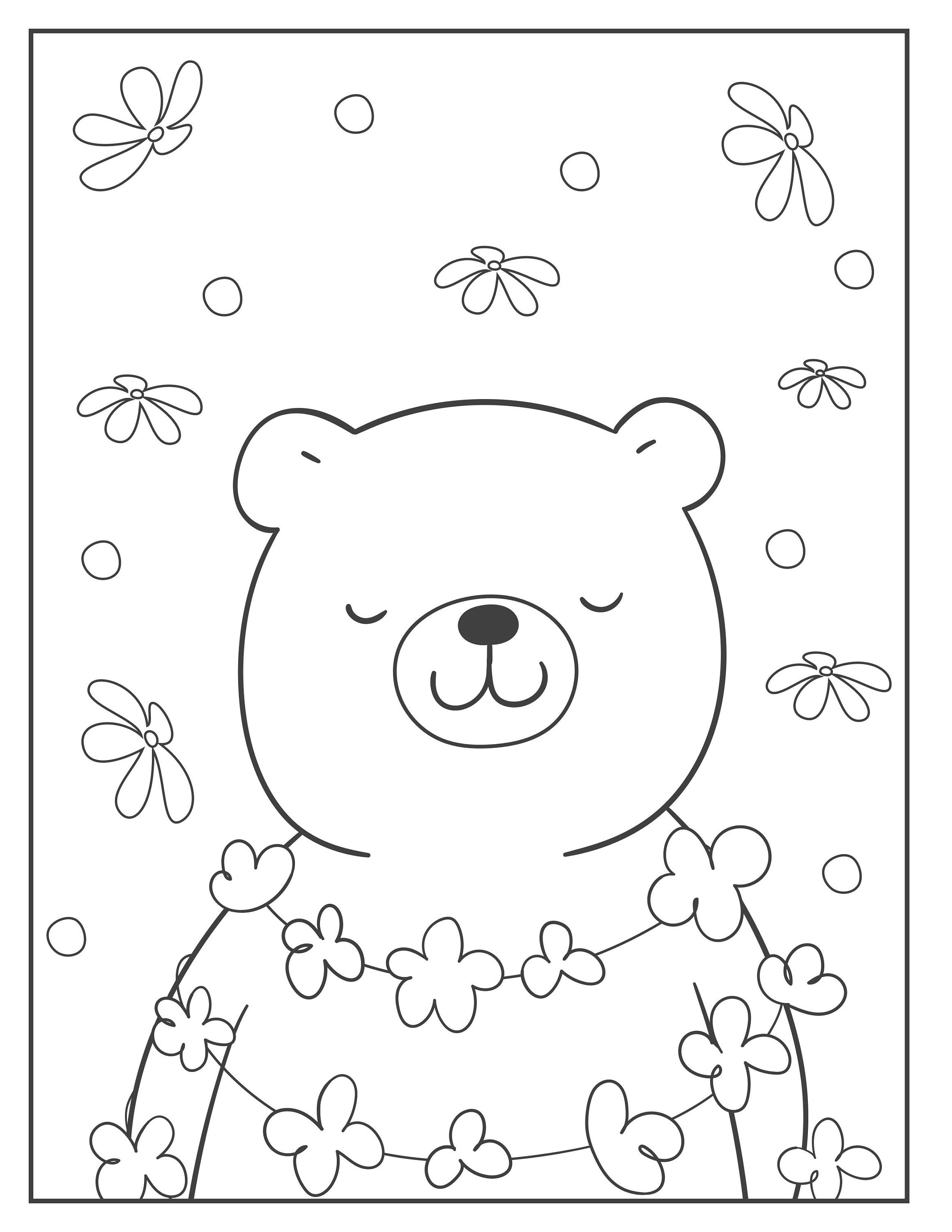 Cute Bear Coloring Pages/pdf File/for Kids/ 21 Pages - Etsy