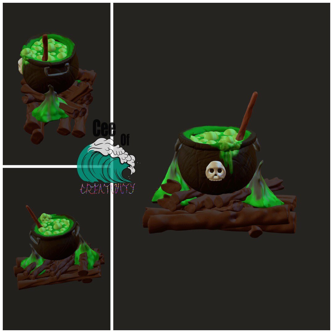 Witches Cauldron 3D Model Halloween Decoration for Fall Spooky - Etsy