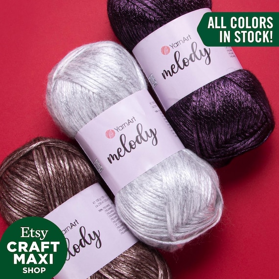 YARNART MELODY Shiny Knitting Yarn Sparkle Yarn Metallic Yarn Glittery Yarn Wool Yarn Acrylic Yarn Fantasy Yarn 3.52 Oz 251.53 Yds Etsy UK