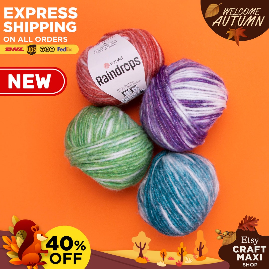 YARNART RAINDROPS Multicolor Knitting Yarn Wool Yarn - Etsy