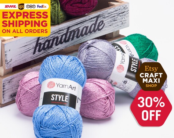 YARNART STYLE Shiny Knitting Yarn Summer Yarn Glittery - Etsy