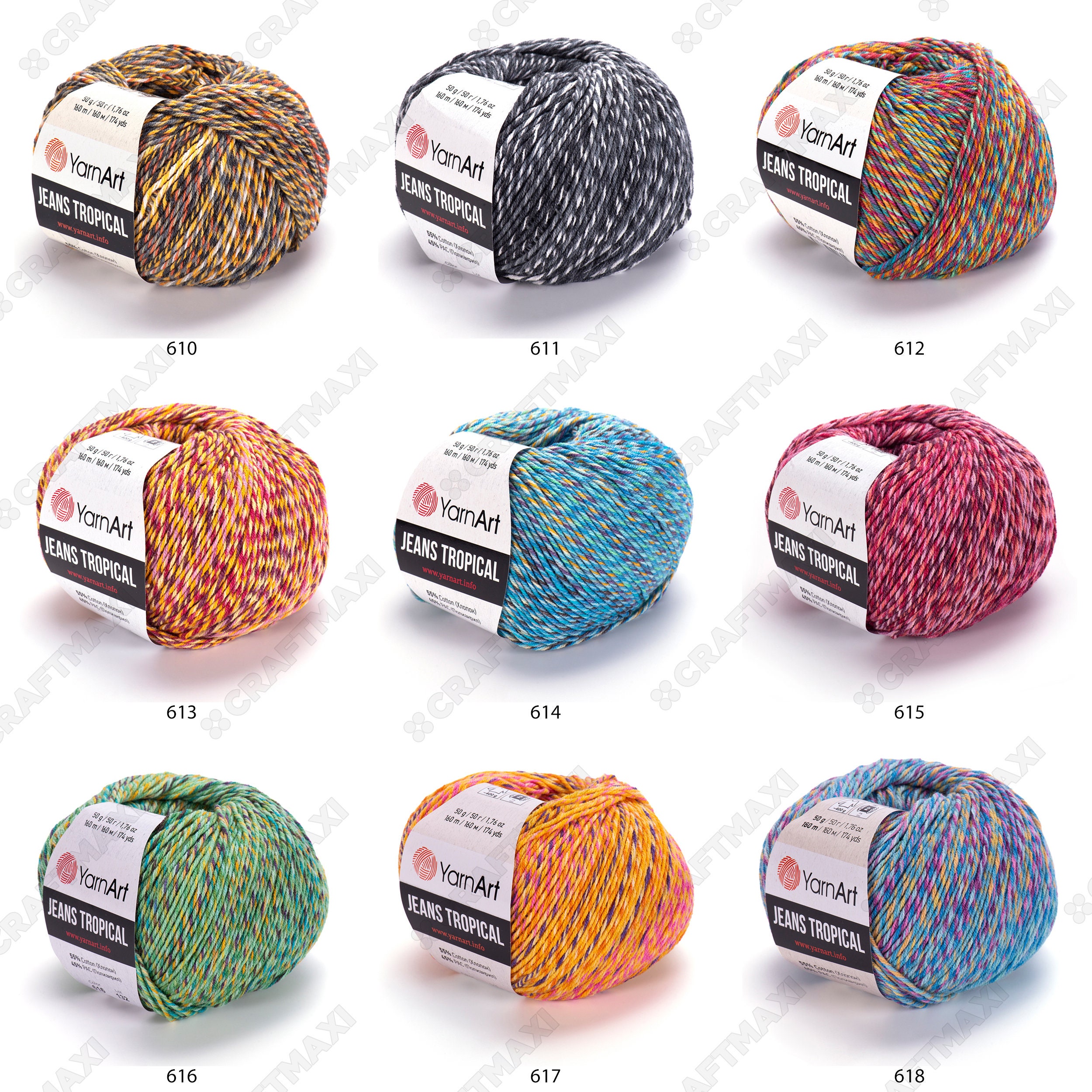 YARNART JEANS TROPICAL Multicolor Knitting Yarn Baby Yarn - Etsy