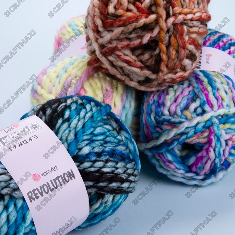 YARNART REVOLUTION Multicolor Knitting Yarn 20% Wool - Etsy