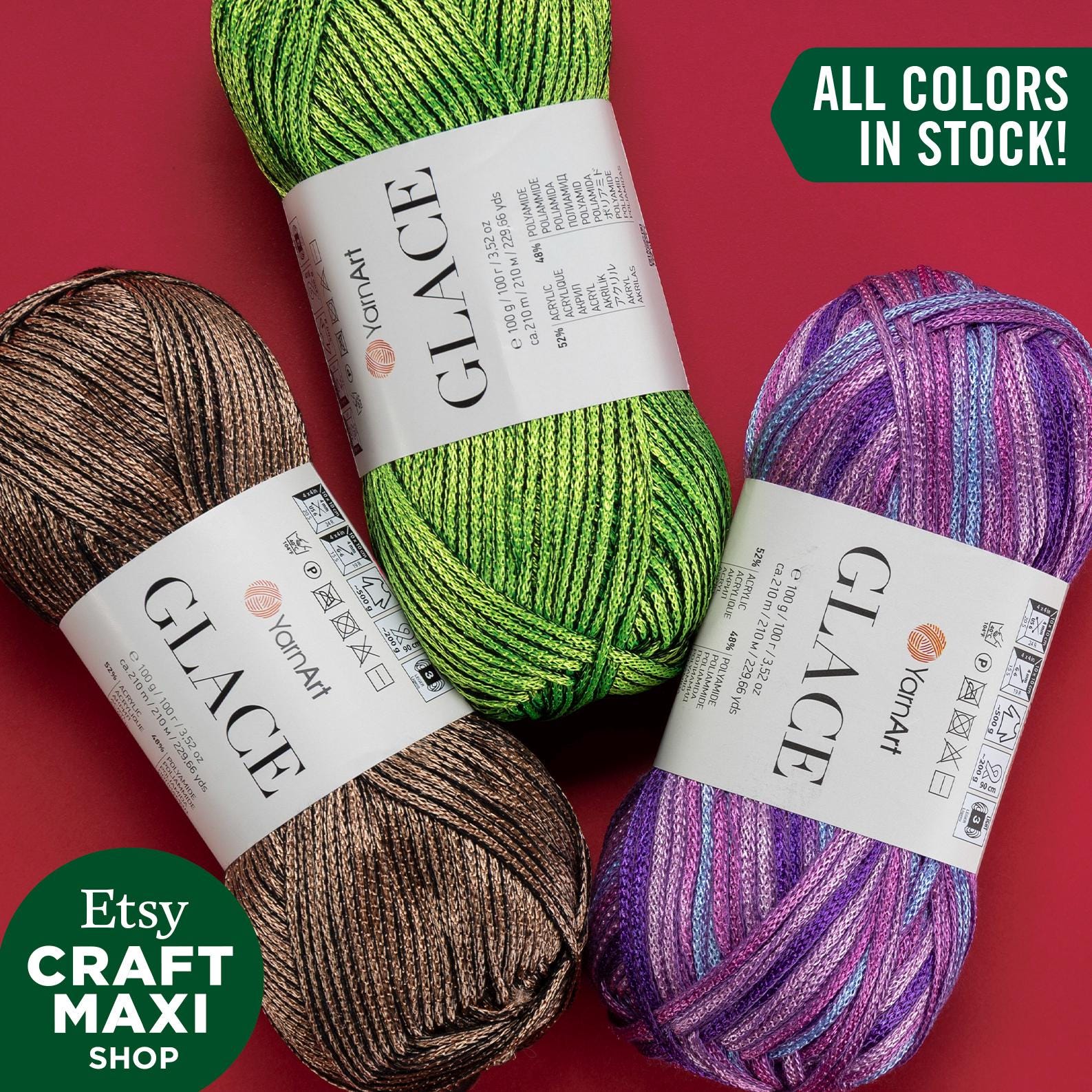 Yarnart Glace: Shiny Glittery Fantasy Yarn Shaded Colors Knitting ...