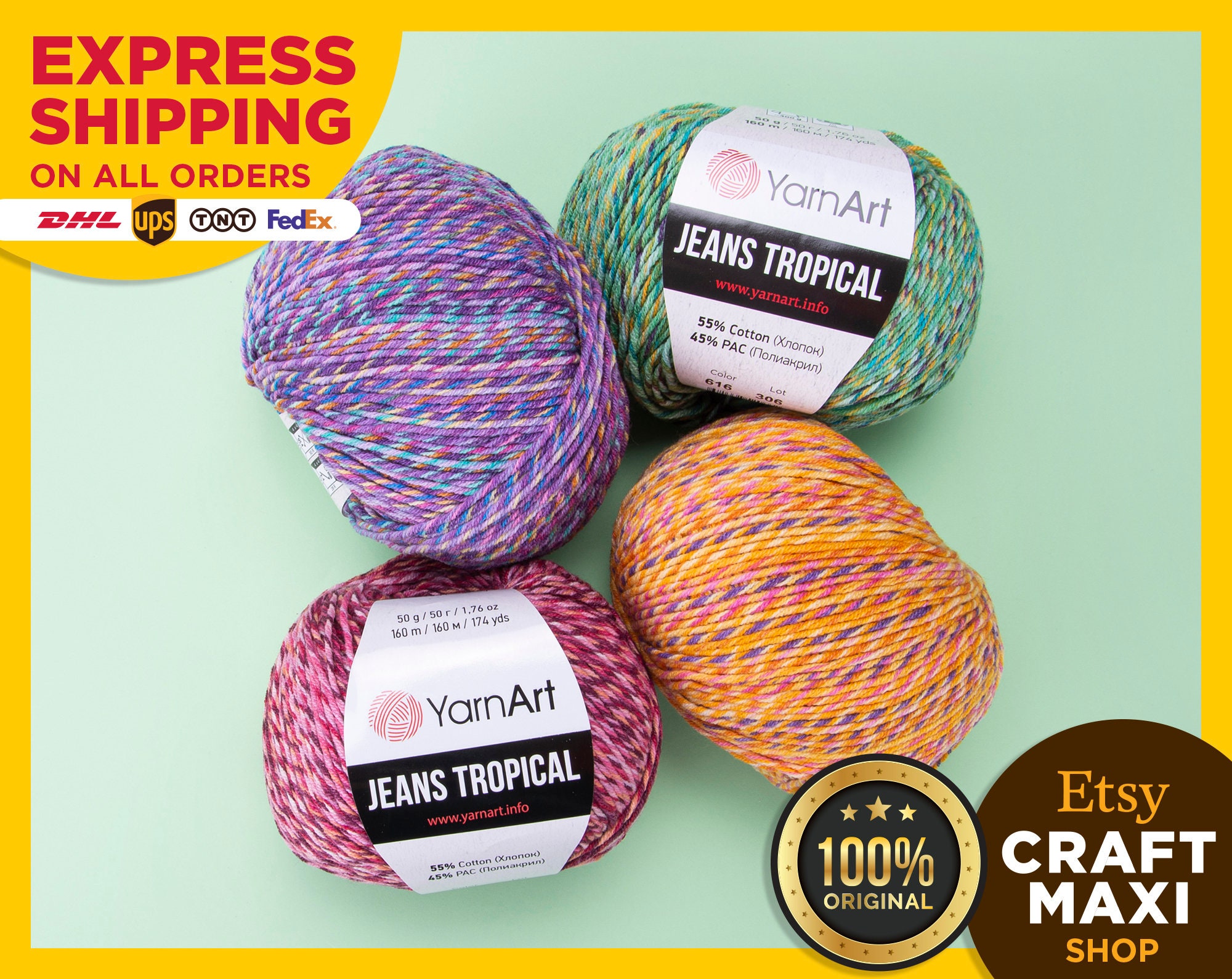 YARNART JEANS TROPICAL Multicolor Knitting Yarn Baby Yarn - Etsy