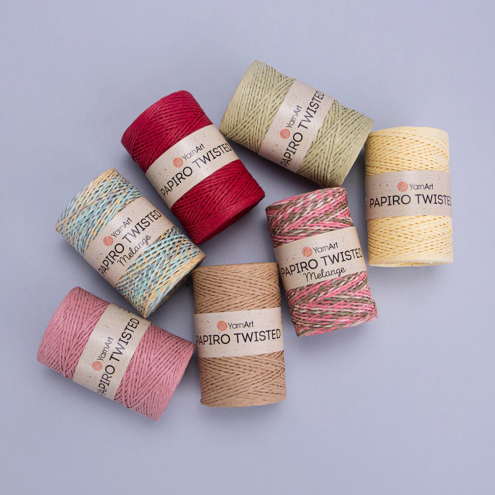 Yarnart Papiro Twisted Melange: 100% Raffia Paper Yarn Craft Ribbon ...