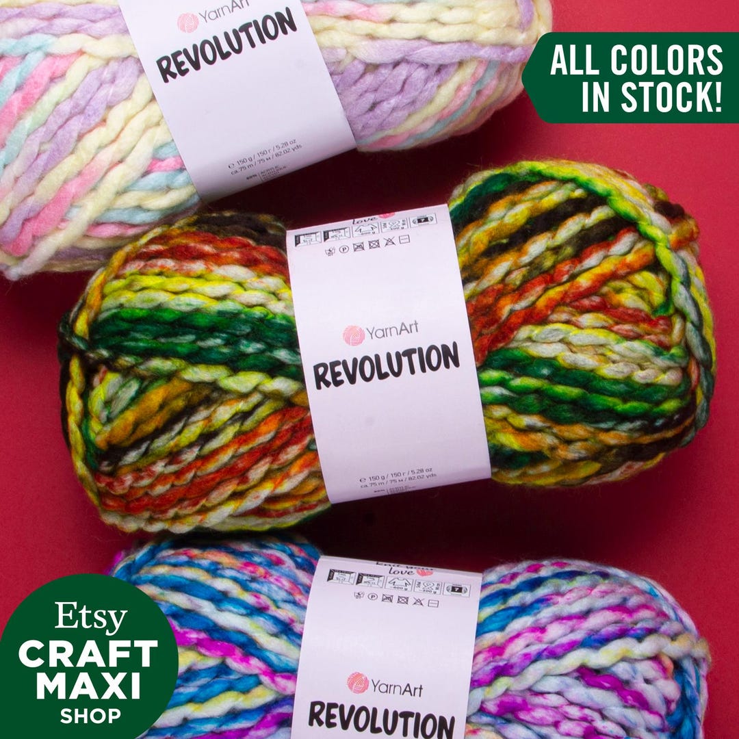 YARNART REVOLUTION - Multicolor Knitting Yarn, 20% Wool, Sweater Yarn ...