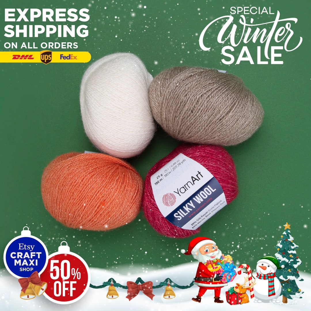 YARNART SILKY WOOL Knitting Yarn, 65% Merino Wool, Silk Rayon, Luxury ...