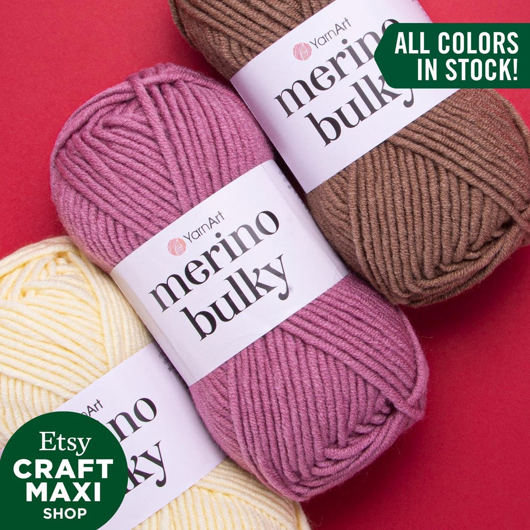 Yarnart Merino Bulky: Wool Blend Soft Chunky Cardigan Sweater Yarn ...