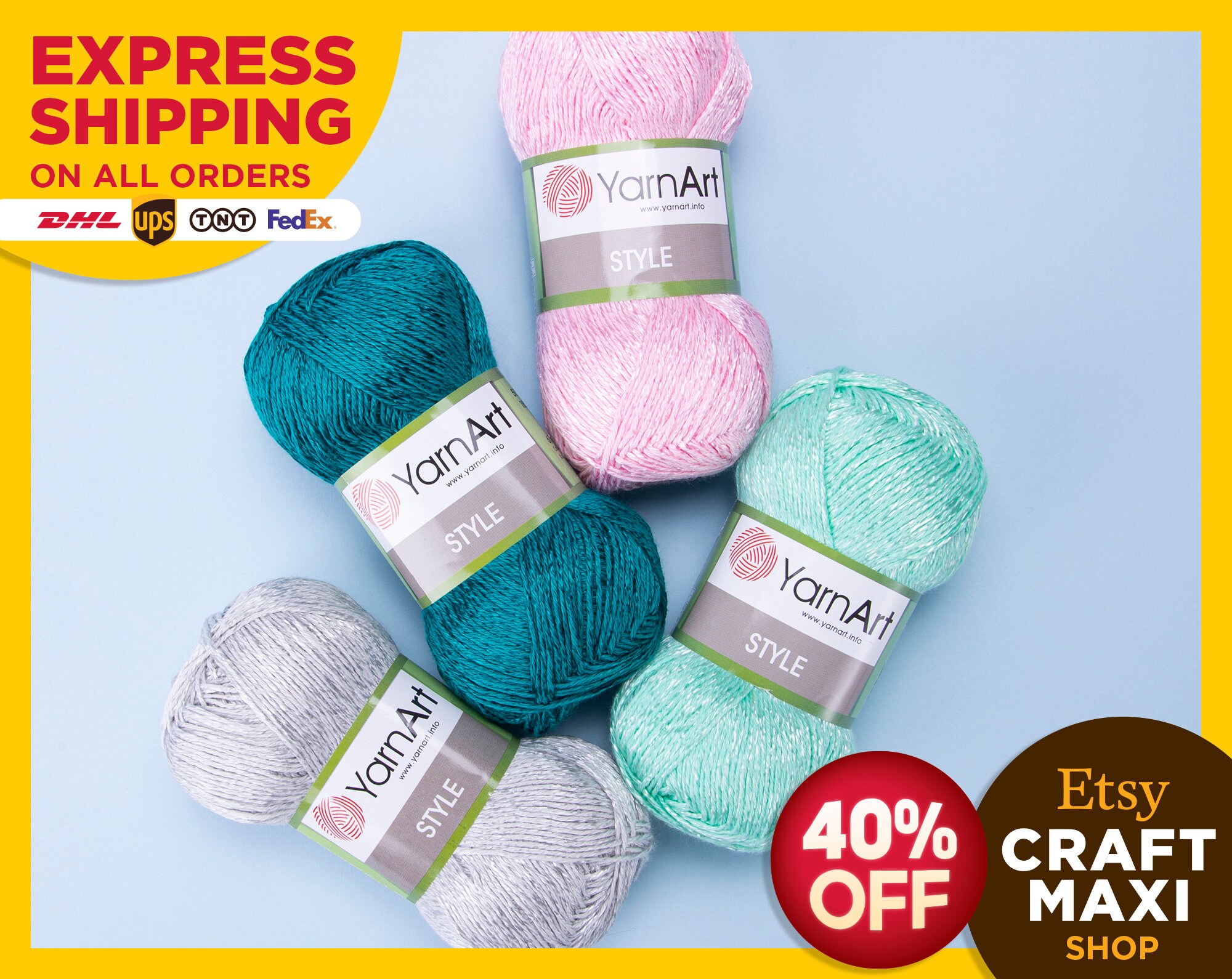 YARNART STYLE Shiny Knitting Yarn Summer Yarn Glittery - Etsy Canada