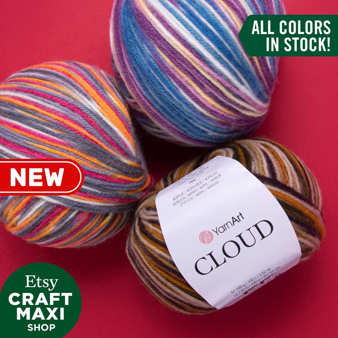 YARNART CLOUD - Multicolor Knitting Yarn, 25% Wool, Sweater Yarn ...
