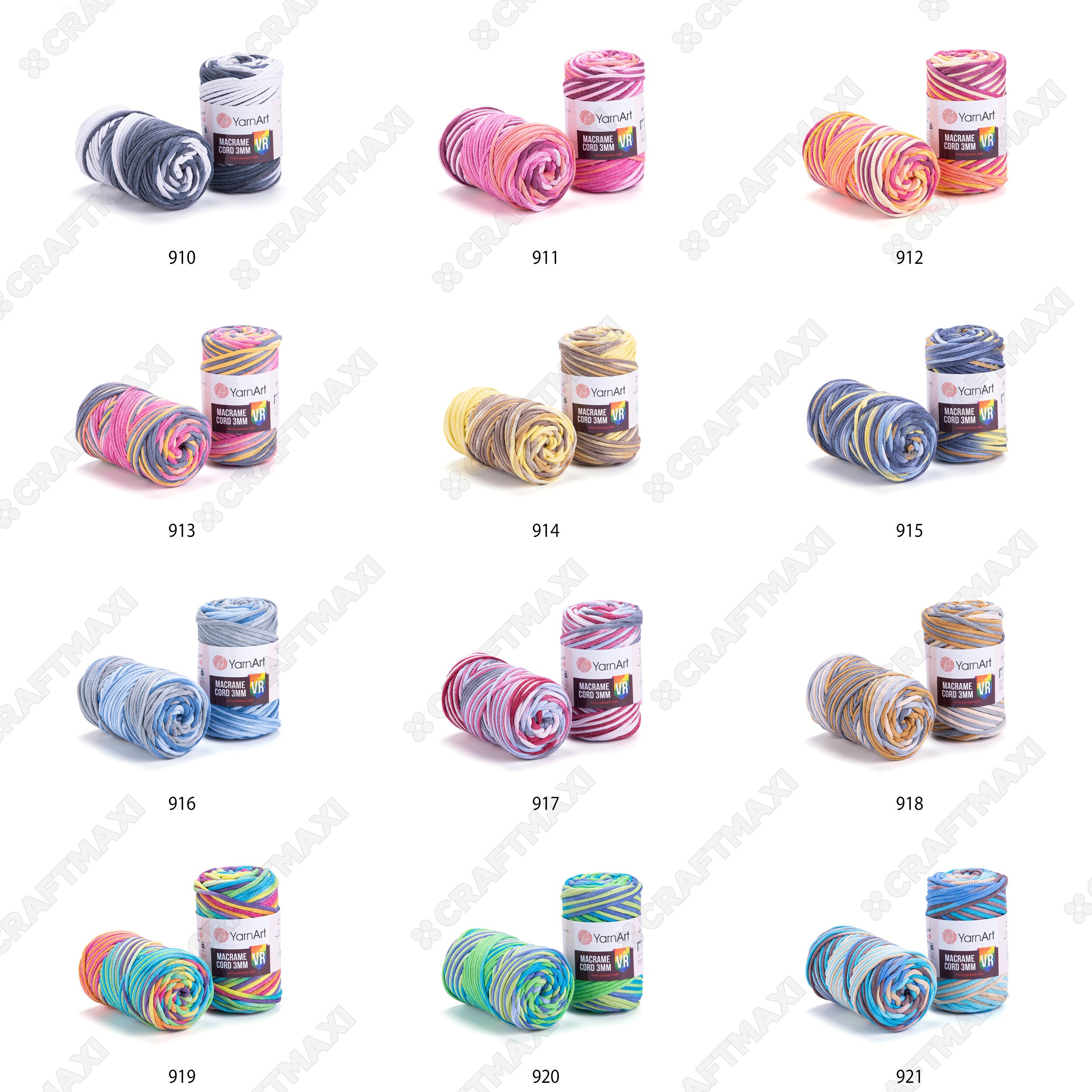 Yarnart Macrame Cord 3mm VR: Multicolor Cotton Accessory Rope ...